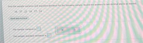 Solved Find The Sample Variance And Standard Deviation For Chegg