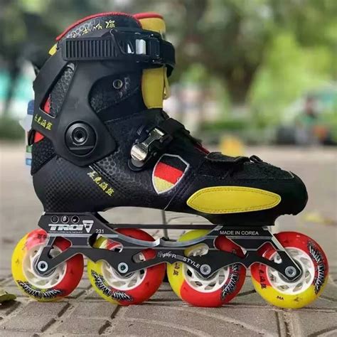 멋진 전문 슬라이드 인라인 스케이트 신발 두꺼운 내부 부팅 강화 76mm 80mm 롤러 Patines 티몬