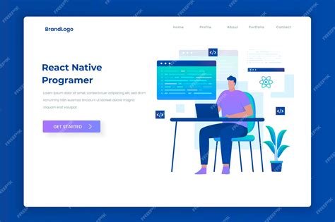 Premium Vector React Native Programmer Illustration Landing Page Concept Illustration For