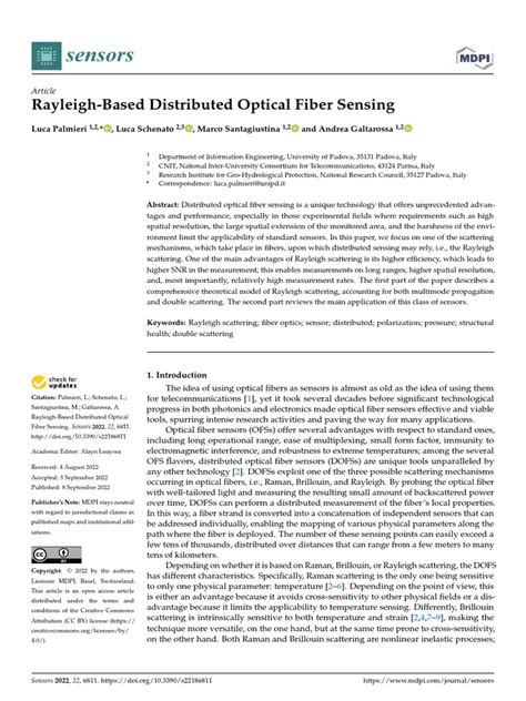 Rayleigh Based Distributed Optical Fiber Sensing Pdf Dispersion Optics Optical Fiber