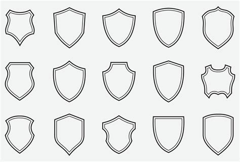 Shields Outline Set Collection Element 47521100 Vector Art At Vecteezy