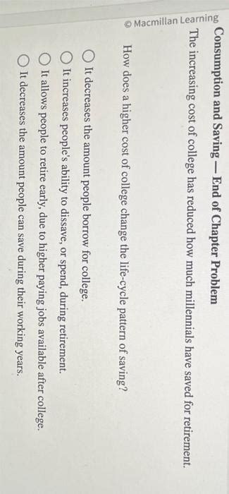 Solved Consumption And Saving End Of Chapter Problem The Chegg