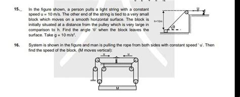 15 in the figure shown a person pulls a light string with a constant sp