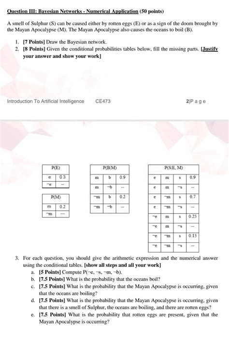 Solved Question Iii Bayesian Networks Numerical