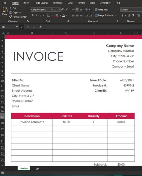 Ms Excel Invoice Template Spreadsheet Etsy