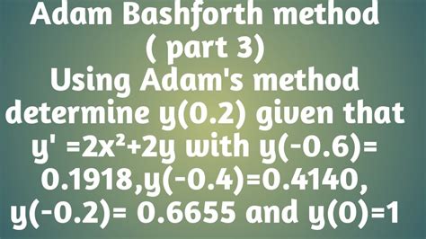 Adam Bashforth Method In Tamil Part 3 Youtube