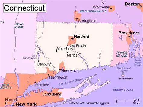 Labeled Connecticut Map With Capital And Cities In Pdf