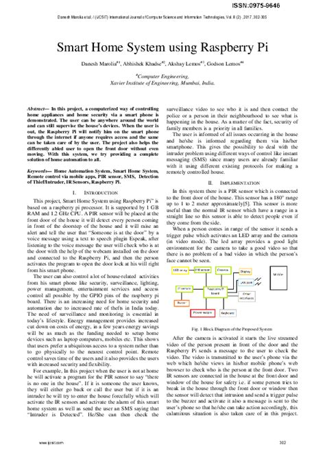 Pdf Smart Home System Using Raspberry Pi