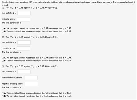 solved 3 points a random sample of 110 observations is