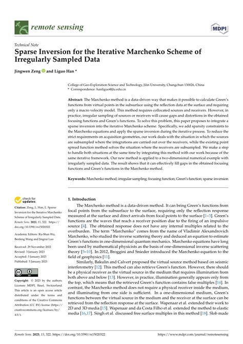 Pdf Sparse Inversion For The Iterative Marchenko Scheme Of