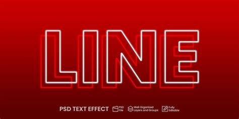 Premium PSD Red Line Text Effect PSD File