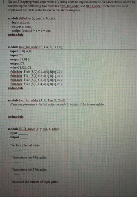 On The EDAplayground Write A Verilog Code To Chegg