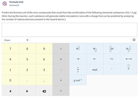 Solved Formula Unit Homework Predict The Formula Unit Of Chegg