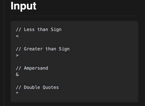 double quotes ampersand and less than