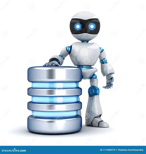 White Robot And Database Stock Illustration Illustration Of Isolated