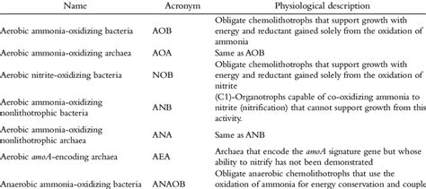 New Nomenclature For Ammonia Oxidizing Microorganisms Download Table