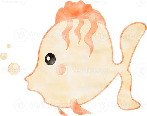 Cute Fish Cartoon Watercolor Illustration 44268054 Png