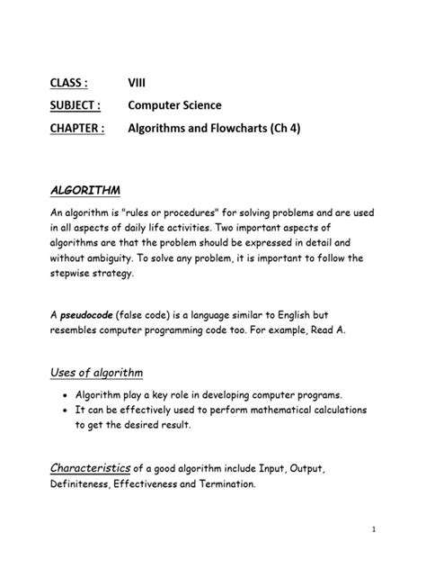Algorithms And Flowcharts Pdf Algorithms Teaching Methods And Materials