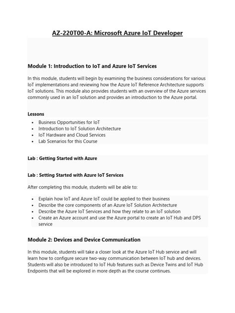 Az 220t00 A Microsoft Azure Iot Developer Module 1 Introduction To Iot And Azure Iot Services