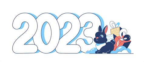 눈 속에 검은 토끼와 선물 상자가있는 2023 년 새해의 흰색 플랫 번호 새해 휴일 판매 크리스마스 12월 31일에 대한 스톡 벡터 아트 및 기타 이미지 Istock