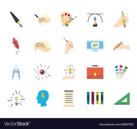 Art And Design Line Fill Style Icon Set Royalty Free Vector