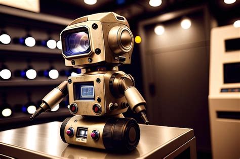 Premium Ai Image Cute Realistic Robot Assistant On The Store Counter