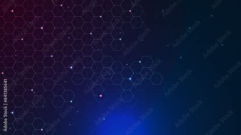 Abstract Hexagons Patter With Connecting Dots And Lines Digital Big Data Visualization Network