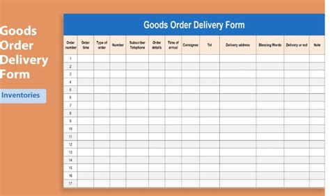 Order Form Excel Template