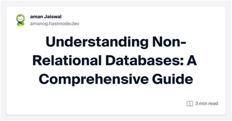 Aman Jaiswal On Linkedin Non Relational Databases Explained A Guide