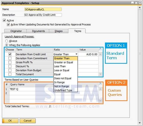 Create Approval Based On Credit Limit Condition Sap Business One