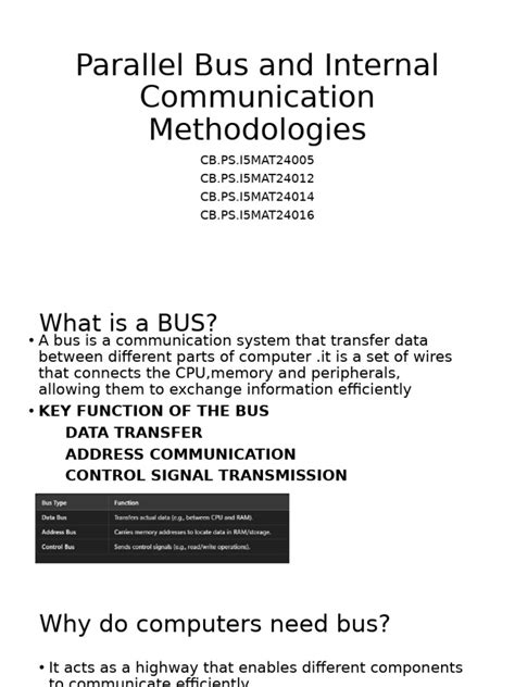 Parallel Bus And Internal Communication Methodologies Pdf