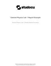 General Physics Lab Experiment Results And Analysis Course Hero