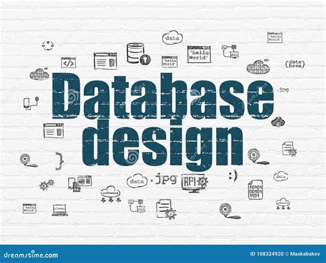 Database Concept Database Design On Wall Background Stock Illustration