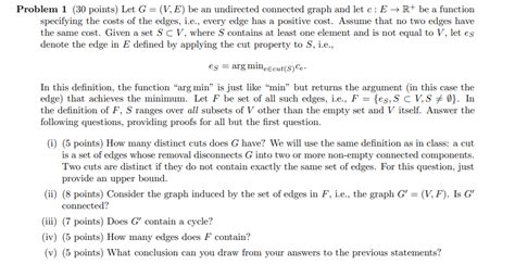 solved let g v e be an undirected connected graph and