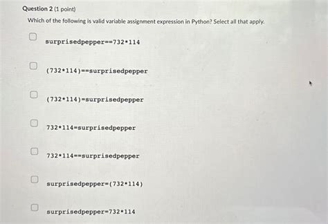 Solved Which Of The Following Is Valid Variable Assignment