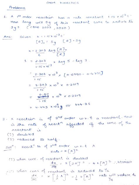 Ch 3 Chemical Kinetics Solved Problems Pdf