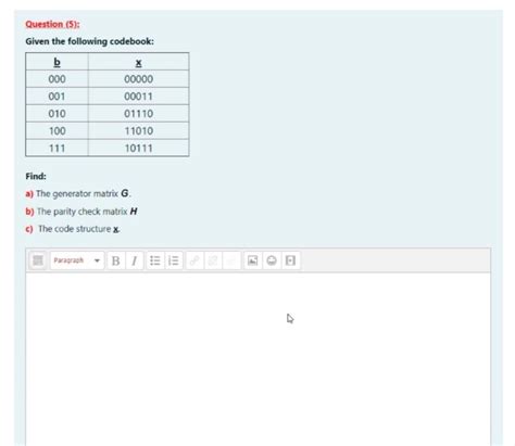 Question 5 Given The Following Codebook B X 000