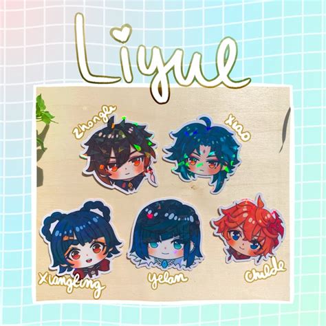 Genshin Impact Chibi Stickers Holographic Water Resistant Hand Drawn Genshin Chibi Stickers