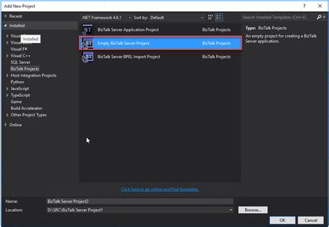 Biztalk Server 2016 “empty Biztalk Server Project” Template Missing