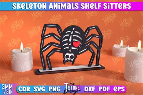 Skeleton Spider Shelf Sitter Halloween Skeleton Cnc File