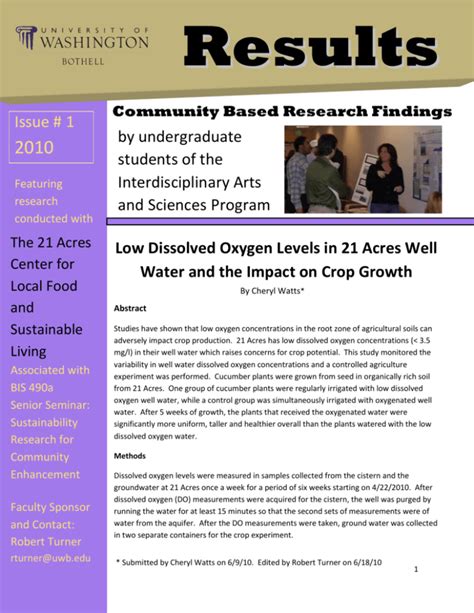 Low Dissolved Oxygen Levels In The Well Water And The Impact On