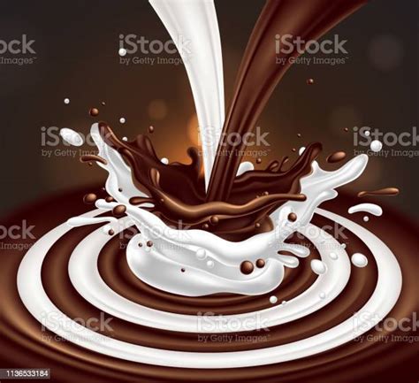 우유와 커피 스플래시 효과 3d 벡터입니다 높은 상세한 현실적인 그림 0명에 대한 스톡 벡터 아트 및 기타 이미지 0명 갈색 광고 Istock