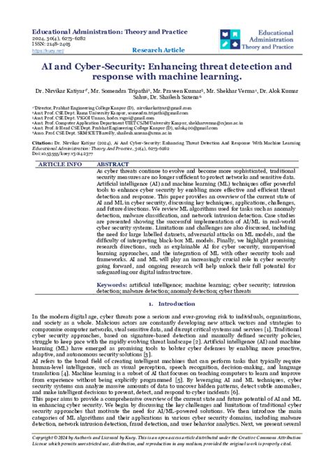 Pdf Ai And Cyber Security Enhancing Threat Detection And Response