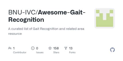 GitHub BNU IVC Awesome Gait Recognition A Curated List Of Gait Recognition And Related Area