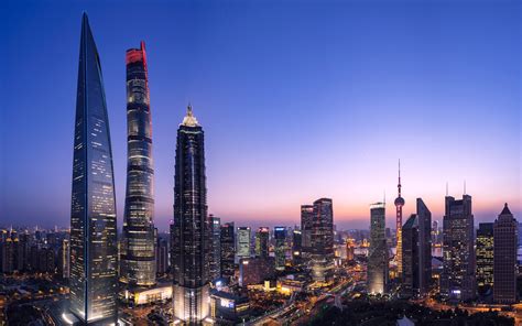 배경 화면 중국 도시 불빛 Chinese City 상해 Oriental Pearl Tv Tower 3840x2400