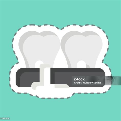 스티커 라인은 치은염을 잘라냅니다 치과 의사 기호와 관련이 있습니다 심플한 디자인 편집 가능 간단한 일러스트레이션 개념에 대한