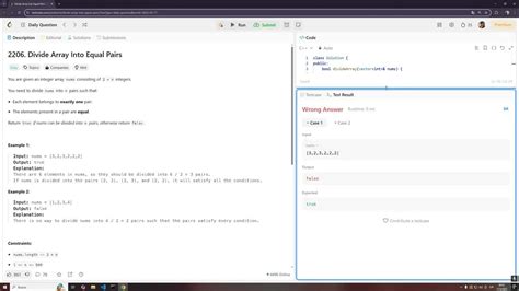 2206 Divide Array Into Equal Pairs Solution Youtube