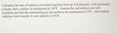 Solved Calculate The Rate Of Natural Convection Heat Loss Chegg