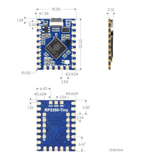 Rp2350 Tiny Razvojna Ploča Dual Core And Dual Architecture Malina314