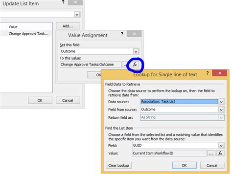 Update Status Of An Associated Task In A Sharepoint List Column Field